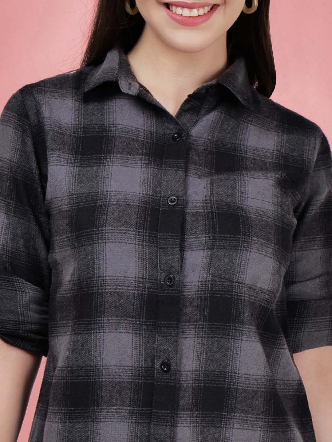 Women’s Black Check Cotton Shirt – Classic & Stylish Casual Wear ...